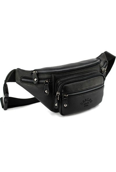 Derise Clup Erkek Siyah Çok Cepli Omuz ve Bel Çantası