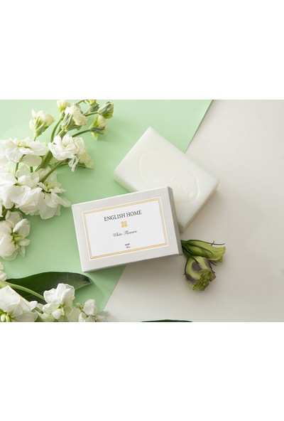 English Home Beyaz Çiçekler Katı Sabun 100 gr Bej