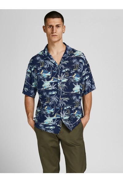 Jack Jones Erkek Desenli Rahat Gömlek 12209227