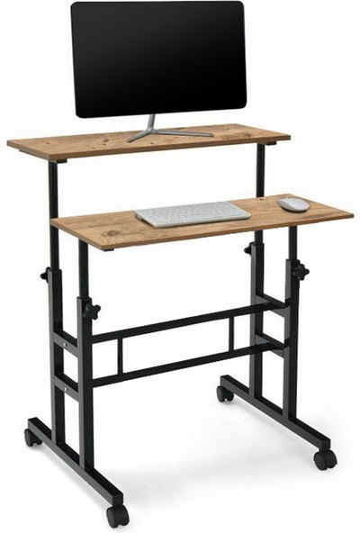 SC Dizayn Yükseklik Ayarlı Bilgisayar/laptop ve Çalışma Masası - Çam 80X40 (Tekerli)