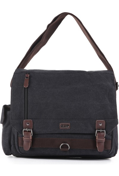 Ççs Siyah Ççs 31324 Kanvas Çapraz Postacı Çanta