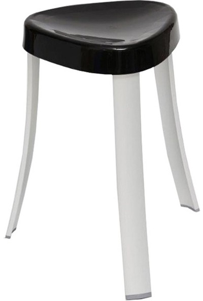 Primanova Paslanmaz Banyo Taburesi Alüminyum Ayaklı Siyah