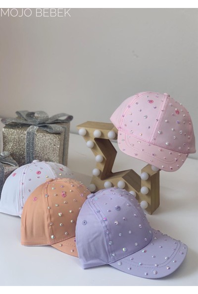 Mojo Kız Çocuk Taşlı Kasket Şapka 80009 Beyaz Mojo Kız Çocuk Taşlı Kasket Şapka 80009 Beyaz