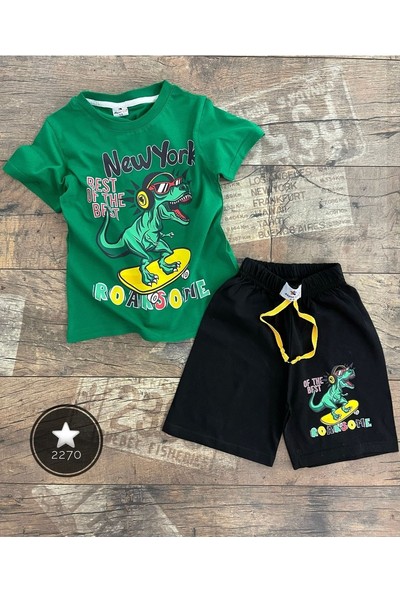Süslükids Dinozor Erkek Çocuk Yazlık Şortlu Takım