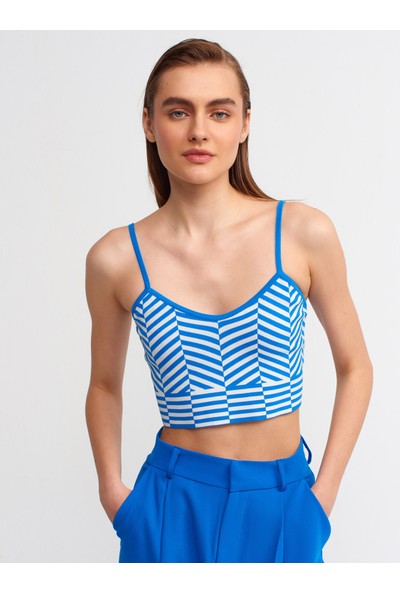 Dilvin 10184 Askılı Triko Atlet Crop-Saks Dilvin 10184 Askılı Triko Atlet Crop-Saks