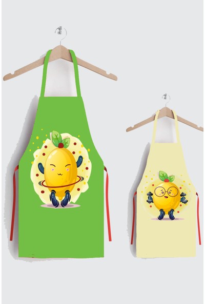 Ays Home Limon Desen Anne Çocuk Mutfak Önlüğü Seti Ays Home Limon Desen Anne Çocuk Mutfak Önlüğü Seti