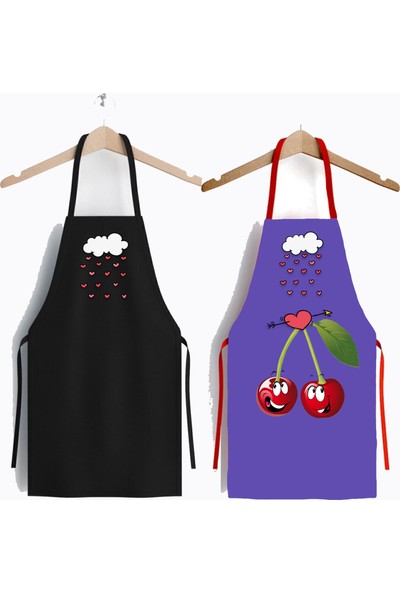 Ays Home 2'li Kiraz Siyah Mor Leke Tutmaz Mutfak Önlüğü Seti