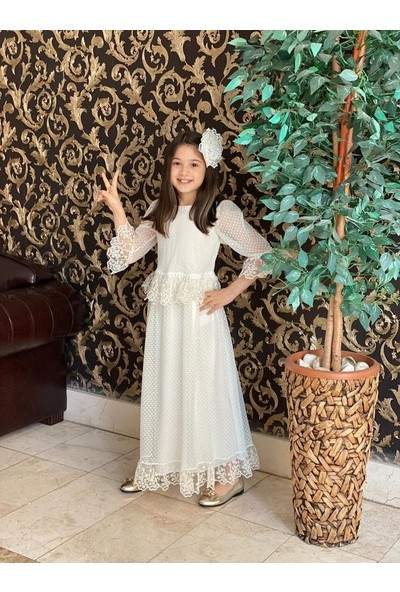 HC Kids Wear Hc Kids Wear kız Çocuk Beyaz Garson Boy Tül Elbise