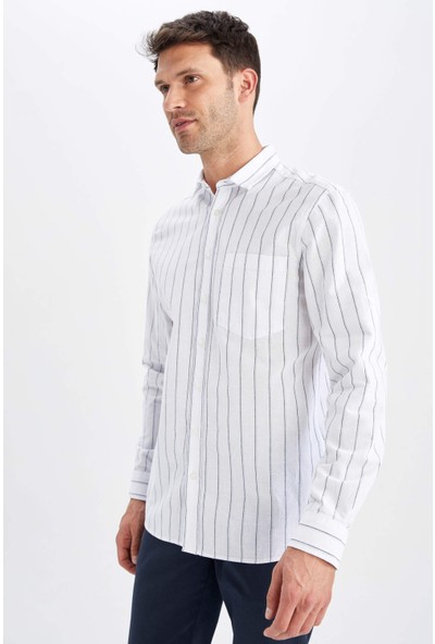 Regular Fit Çizgi Desenli Uzun Kollu GÖMLEK X3631AZ22SM