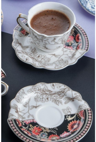 Acar İki Yüzlü Nostaljik Kahve Fincan Takımı 6'lı Kırmızı Desen Acar İki Yüzlü Nostaljik Kahve Fincan Takımı 6'lı Kırmızı Desen