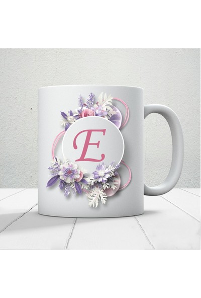 Seç E Harfi Baskılı Tasarımlı Seramik Hediyelik Kupa