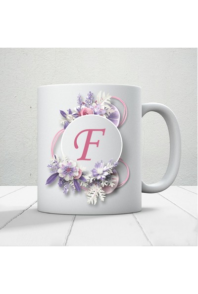 Seç F Harfi Baskılı Tasarımlı Seramik Hediyelik Kupa