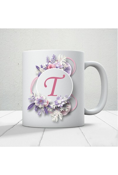 Seç T Harfi Baskılı Tasarımlı Seramik Hediyelik Kupa