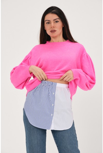 Rakam1973 Çizgili Kurtarıcı Etek Sahte Etek