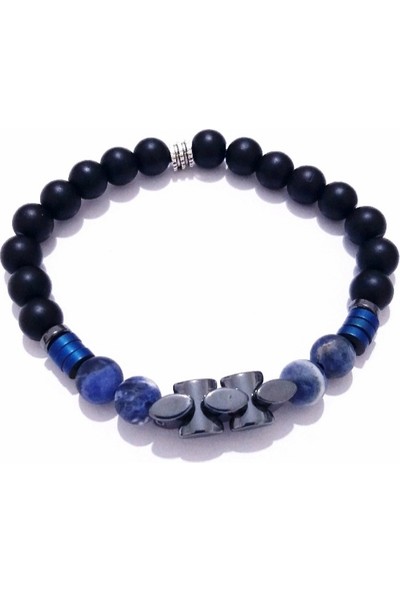 Funny Takı Mat Sodalit ve Hematit Doğaltaşlı Bileklik Funny Takı Mat Sodalit ve Hematit Doğaltaşlı Bileklik