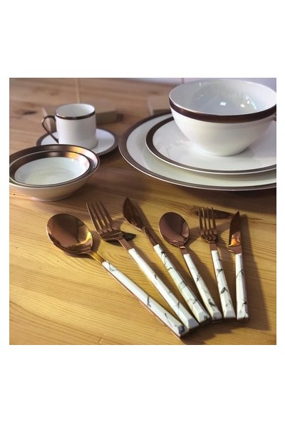 Tohana 36 Parça Paslanmaz Çatal Kaşık Seti Beyaz