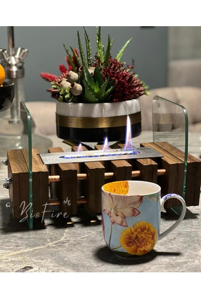 Biofiretr Marine Bioethanol Masaüstü Şömine Ceviz Ağacı (Bacasız Şömine)