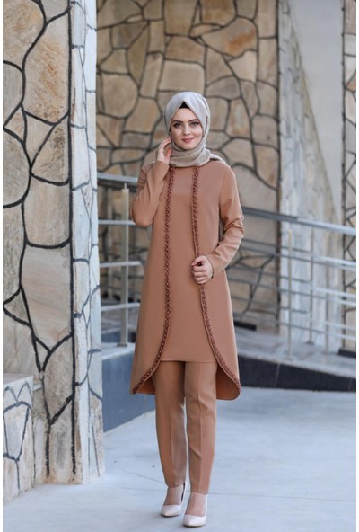 VOYVOX Gül Işlemeli Ikili Takım MC1434 Taba