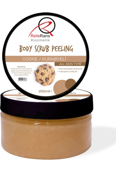 Referans Kozmetik Kurabiyeli Aromalı Canlandırıcı & Yumuşatıcı El Ayak ve Vücut Bakım Peelingi 200 ml Referans Kozmetik Kurabiyeli Aromalı Canlandırıcı & Yumuşatıcı El Ayak ve Vücut Bakım Peelingi 200 ml