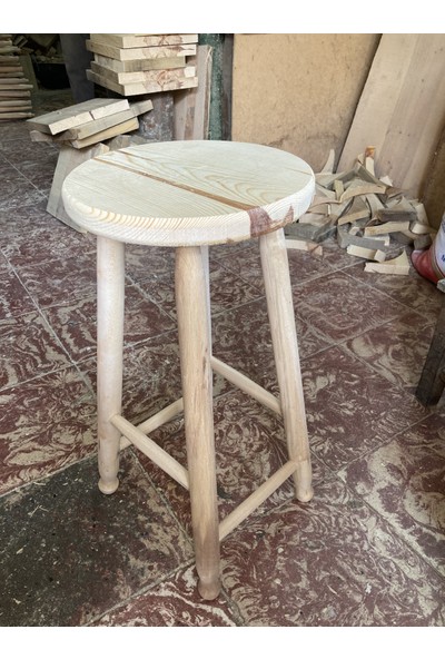 Tabbu Wood Ahşap Tabure - Yuvarlak Tabure 60 Cm- Masif Tabure Boyasız - Bar Tabure Tabbu Wood Ahşap Tabure - Yuvarlak Tabure 60 Cm- Masif Tabure Boyasız - Bar Tabure