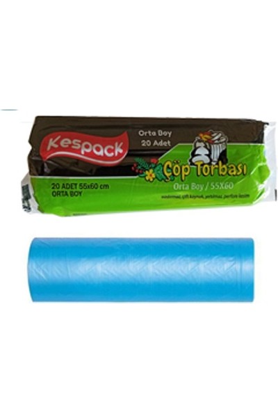 Kespack Orta Boy Mavi Çöp Poşeti 5'li Set Çöp Poşet 55X60CM 30LT 20'li Rulo Kespack Orta Boy Mavi Çöp Poşeti 5'li Set Çöp Poşet 55X60CM 30LT 20'li Rulo