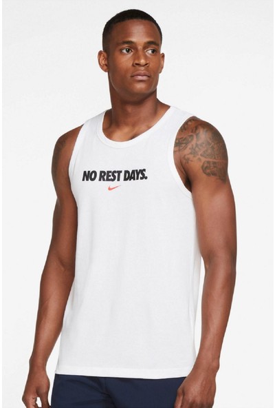 Nike Dri Fit Cotton Tee Tank Top Beyaz Erkek Spor Atlet Nike Dri Fit Cotton Tee Tank Top Beyaz Erkek Spor Atlet