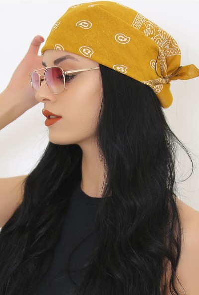 Hn Tekstil - Hy Modaestanikdesenli Bandana Hardal1 - 8863.571.