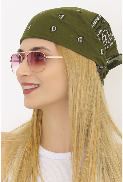 Hn Tekstil - Hy Modaestanikdesenli Bandana Haki - 8863.571.