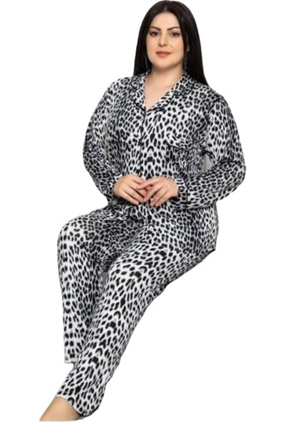 Çağrı 6912 Leopar Desenli Bayan Battal Önden Düğmeli Pijama Takımı Çağrı 6912 Leopar Desenli Bayan Battal Önden Düğmeli Pijama Takımı