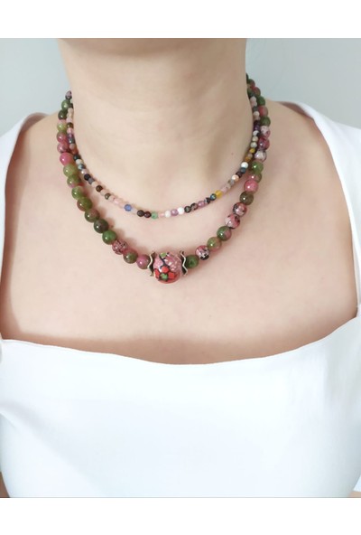 Seramik Kolye Uçlu Akik Doğal Taş Kolye Seramik Kolye Uçlu Akik Doğal Taş Kolye