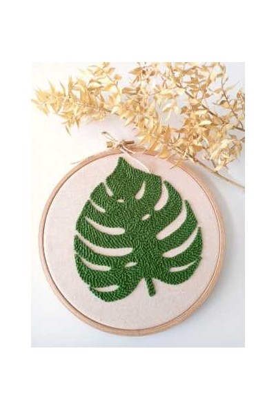 Lümeya Punch Nakışı Kasnak Pano Yaprak (Çap 20 Cm)