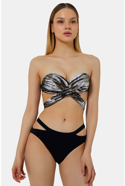 Ayyıldız 5562 Siyah Straplez Bikini Takımı