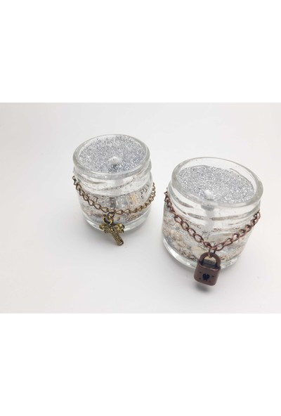 Be Beauty Gümüş Grisi Simli Kavanoz Mum (2 Adet)