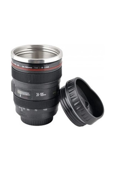 Kamera Lens Görünümlü Çelik Termos Kupa Bardak