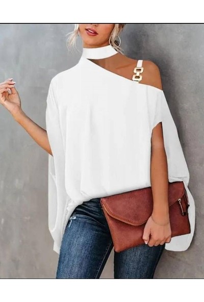 Black&Grace Tokalı Omuzu Açık Dökümlü Bluz