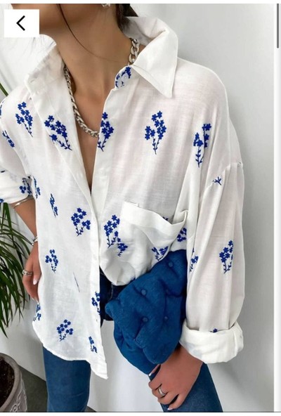 Black&Grace Dijital Çiçek Moss Krep Baskılı Gömlek