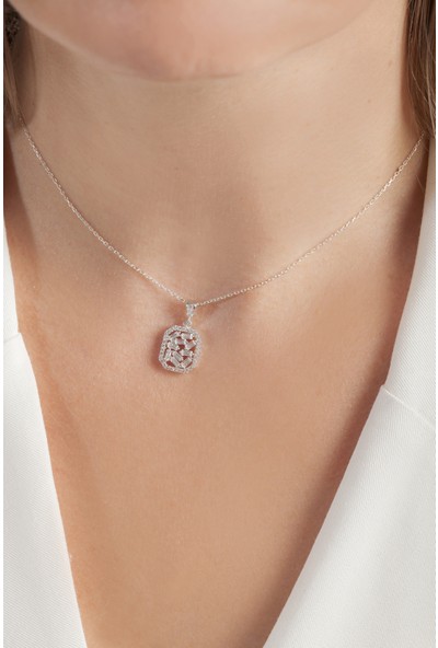 Mert Silver Baget Taşlı Gümüş Kolye