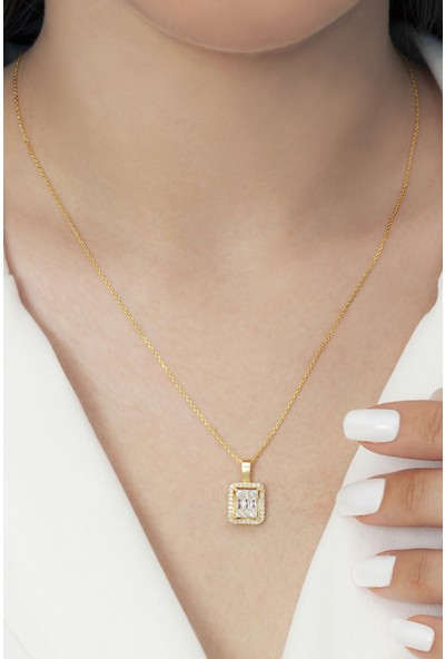 Mert Silver Gümüş Baget Taşlı Kolye