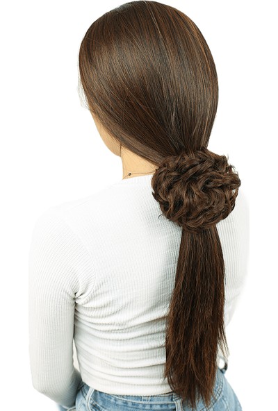 Lisinya Yoğun Saçlı Lastikli Topuz - Kahve Karamel Lisinya Yoğun Saçlı Lastikli Topuz - Kahve Karamel