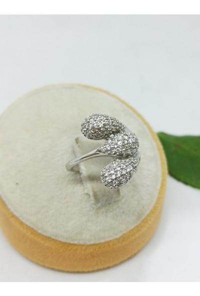 Firuze Gümüş Tasarım Zirkon Taşlı Gümüş Kadın Yüzük