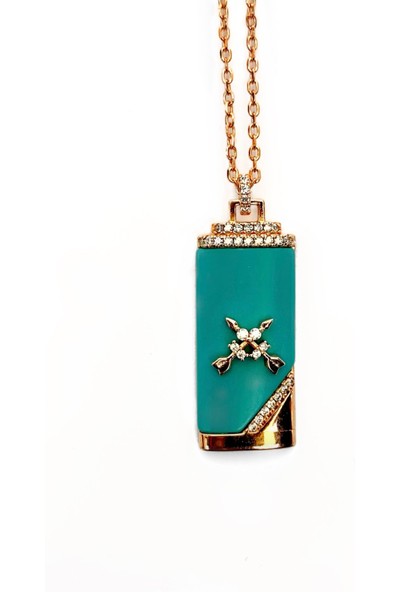 Gümüş Mineli Kalpli Tasarım Kolye