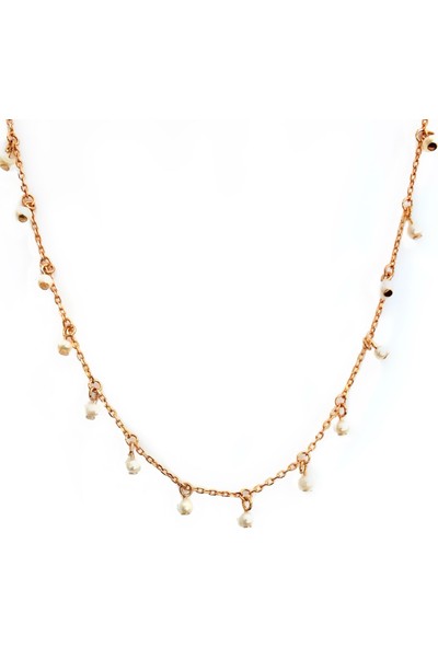 Gümüş Çoklu Incili Sallantılı Kolye