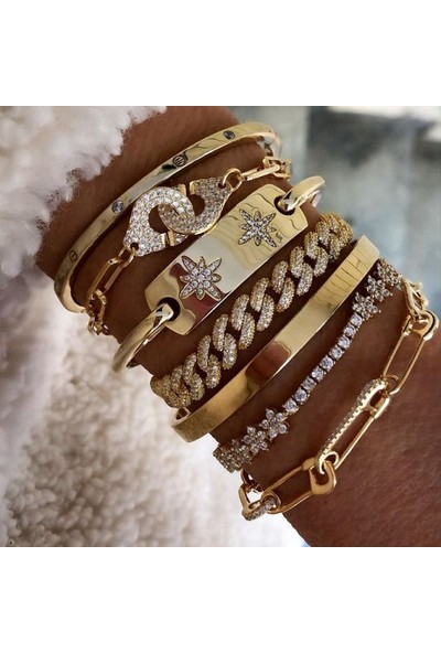 Caka Takı Kelepçe Zincir Bileklik (Sarı) Caka Takı Kelepçe Zincir Bileklik (Sarı)