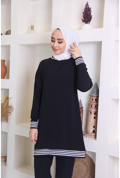 Newpala Ribanalı Alt Üst Ayrobin Kumaş Ikili Tunik Tesettür Takım Newpala Ribanalı Alt Üst Ayrobin Kumaş Ikili Tunik Tesettür Takım