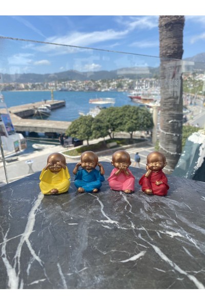 Ceboli Home 4'lü Buda Bibloları Seti - Görmedim, Duymadım, Bilmiyorum, Düşünüyorum