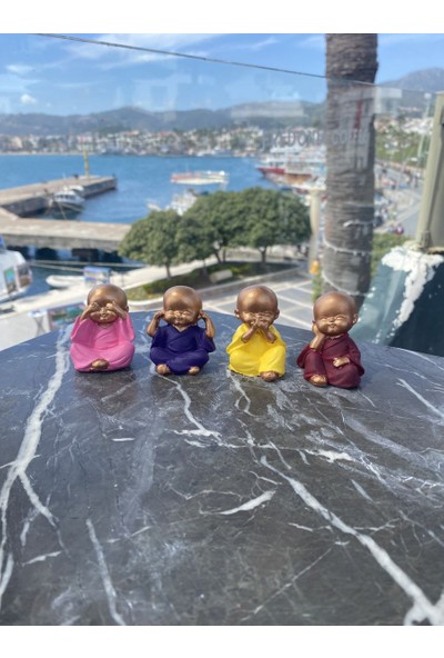 Ceboli Home 4'lü Buda Bibloları Seti - Görmedim, Duymadım, Bilmiyorum, Düşünüyorum