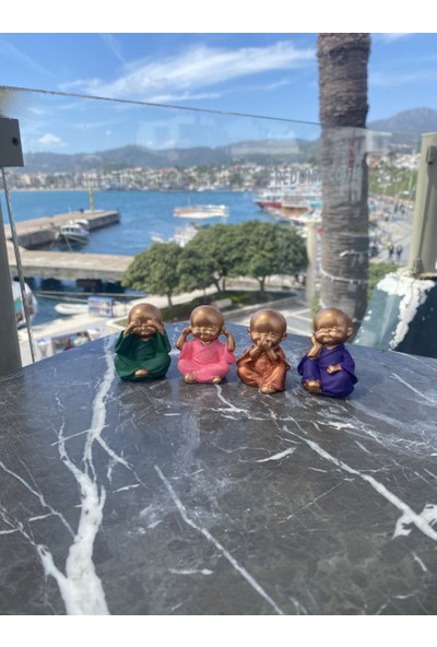 Ceboli Home 4'lü Buda Bibloları Seti - Görmedim, Duymadım, Bilmiyorum, Düşünüyorum