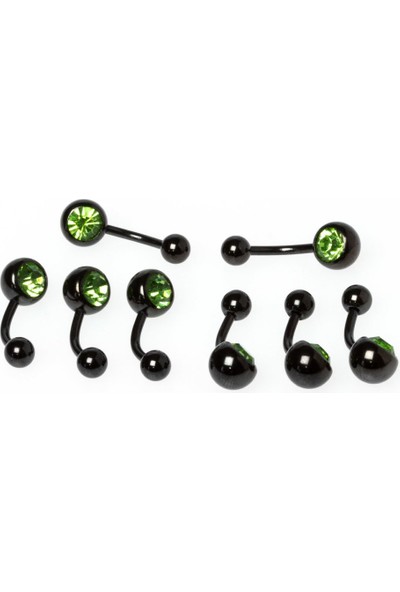 Ey Fashion 316L Cerrahi Çelik Yeşil Zirkon Taşlı Top Siyah Piercing Göbek Ey Fashion 316L Cerrahi Çelik Yeşil Zirkon Taşlı Top Siyah Piercing Göbek