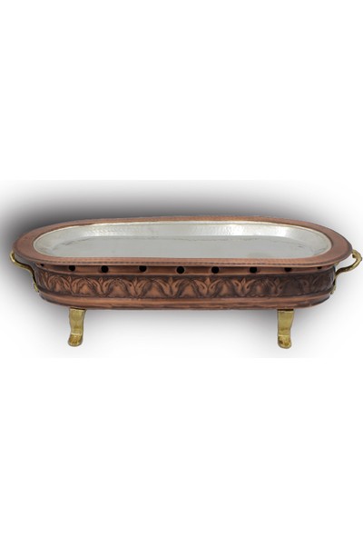 Hanedan Bakır Ayaklı Közlü Sunum Kebaplık 30 cm Oksit