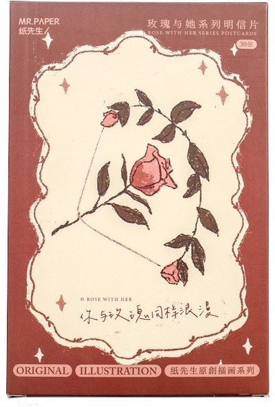 Generic 2 Kutu Gül Kartpostal El Kitabı Tebrik Kartları (Yurt Dışından)